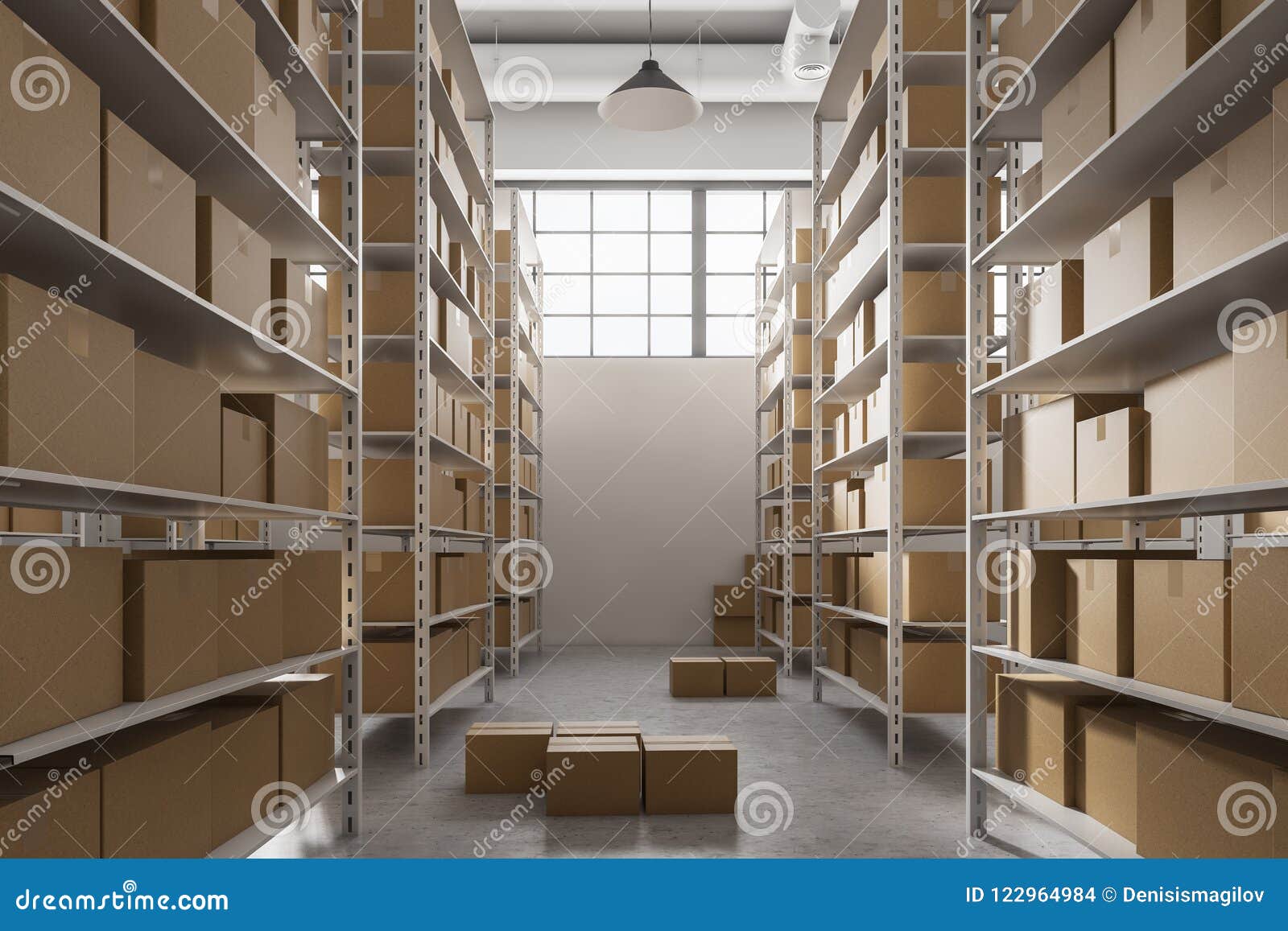 White Wall Warehouse Interior, Shipping Stock Illustration ...