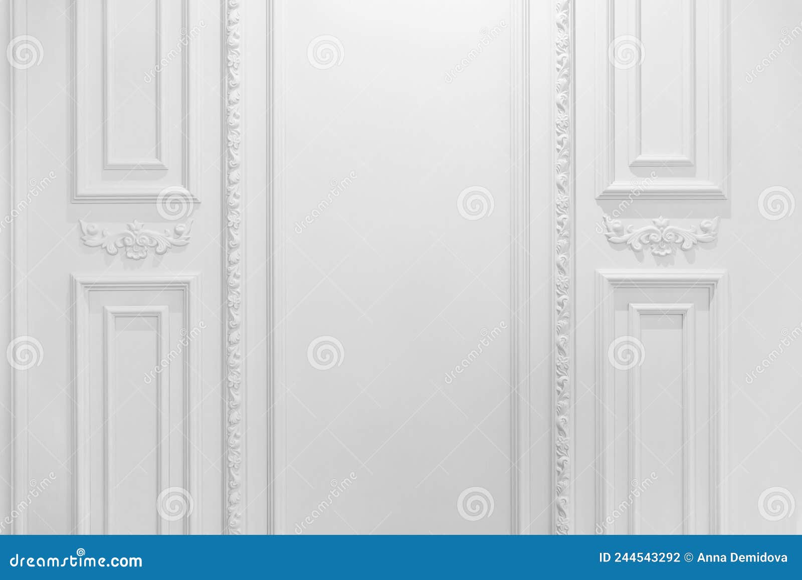 White Wall with White Moldings. Classic Designer Interior. Background ...