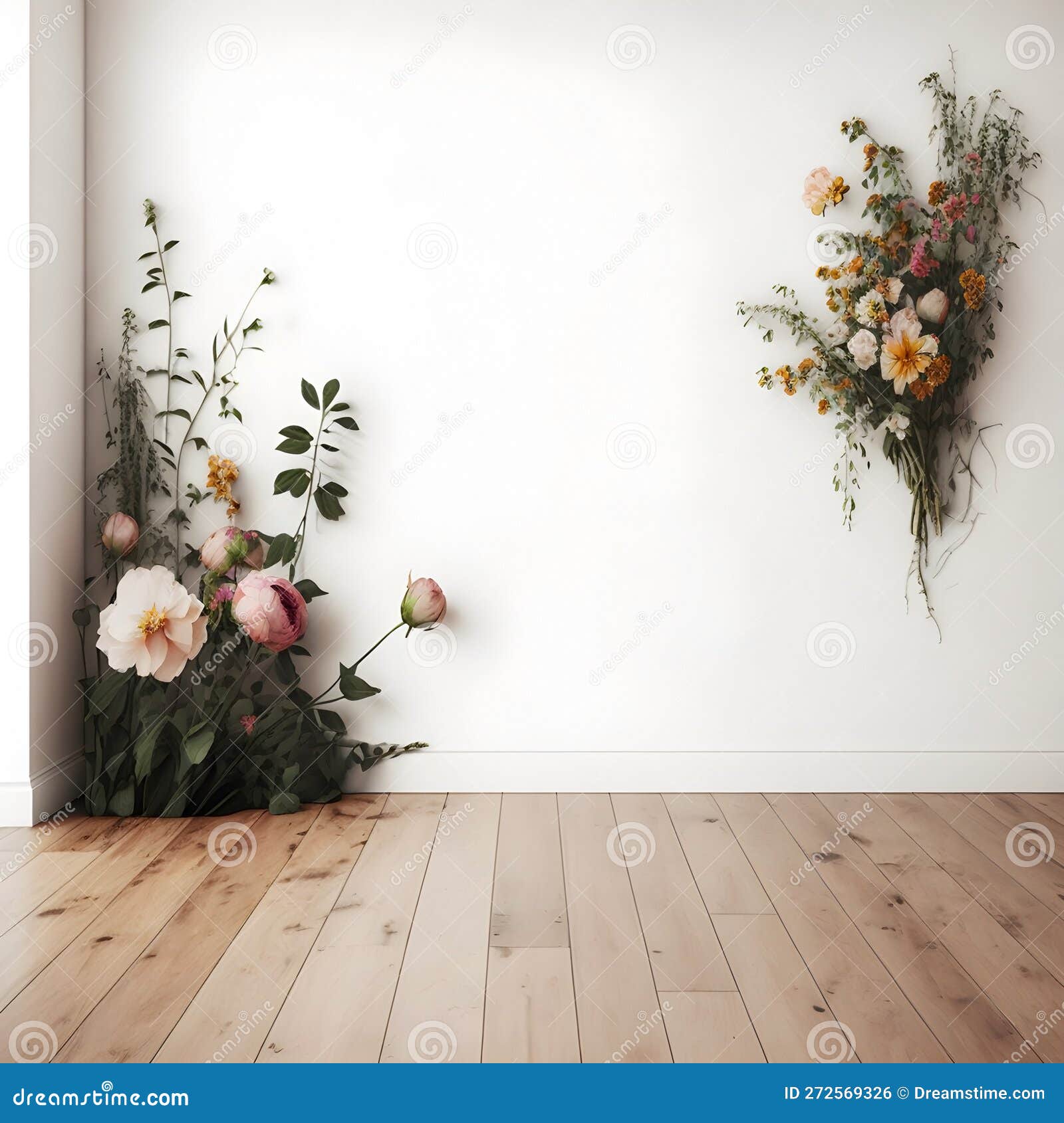 White Wall and Wooden Floors. a Template Layout for Product Design or ...