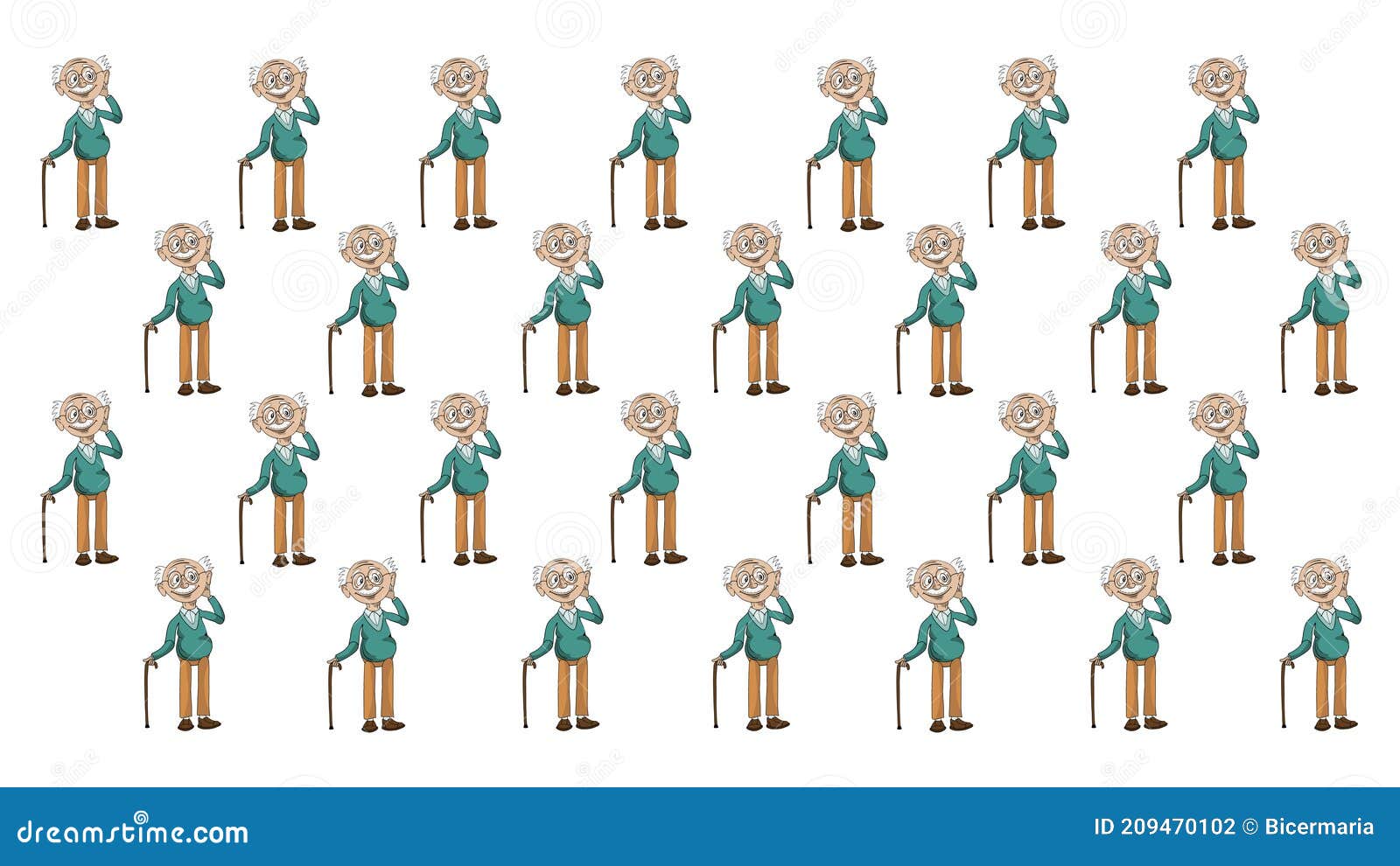 White Wallpaper Design with Elder Man Pattern on White Background ...