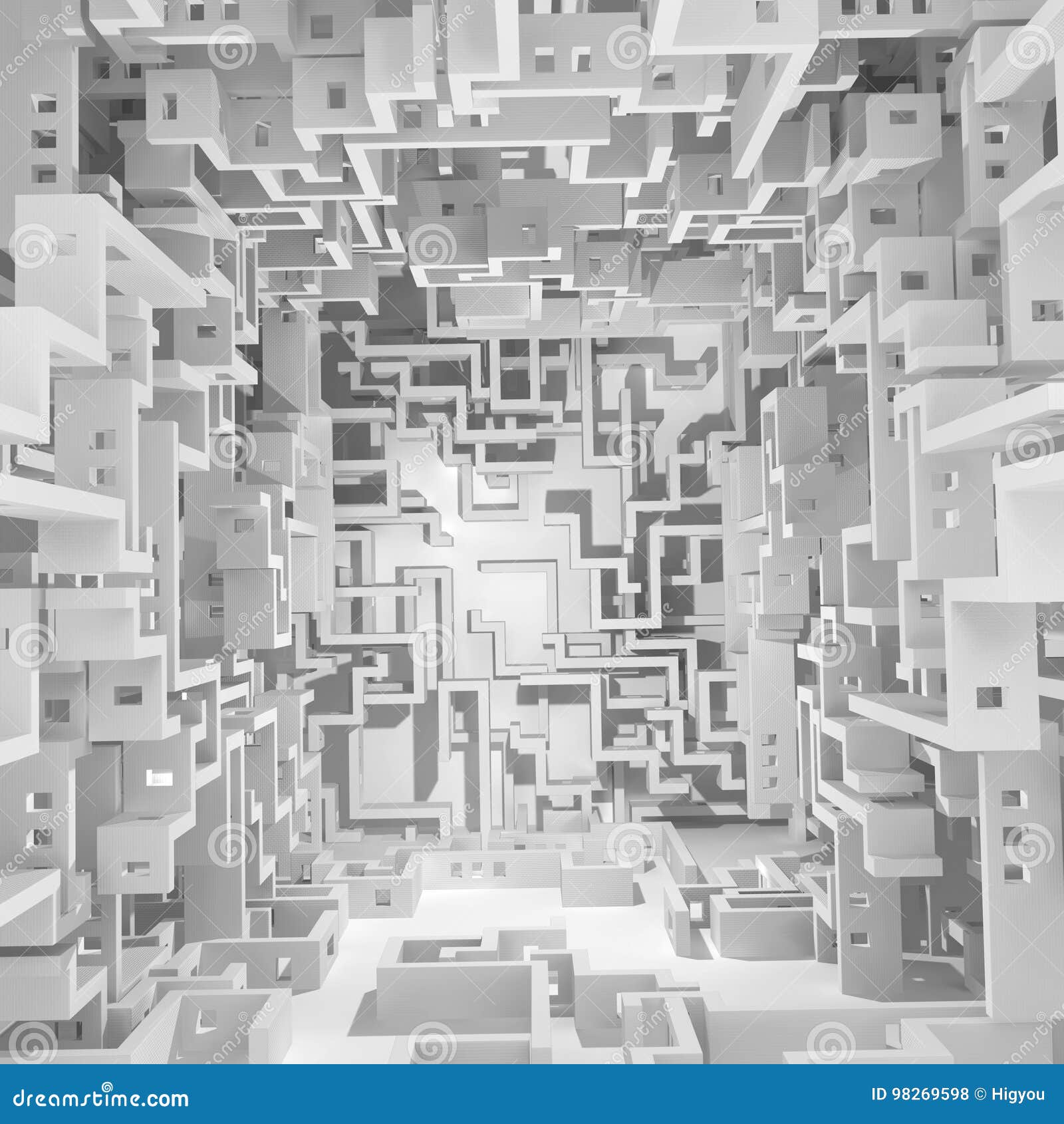 White Walls Empty Maze Surreal Stock Illustration - Illustration of ...