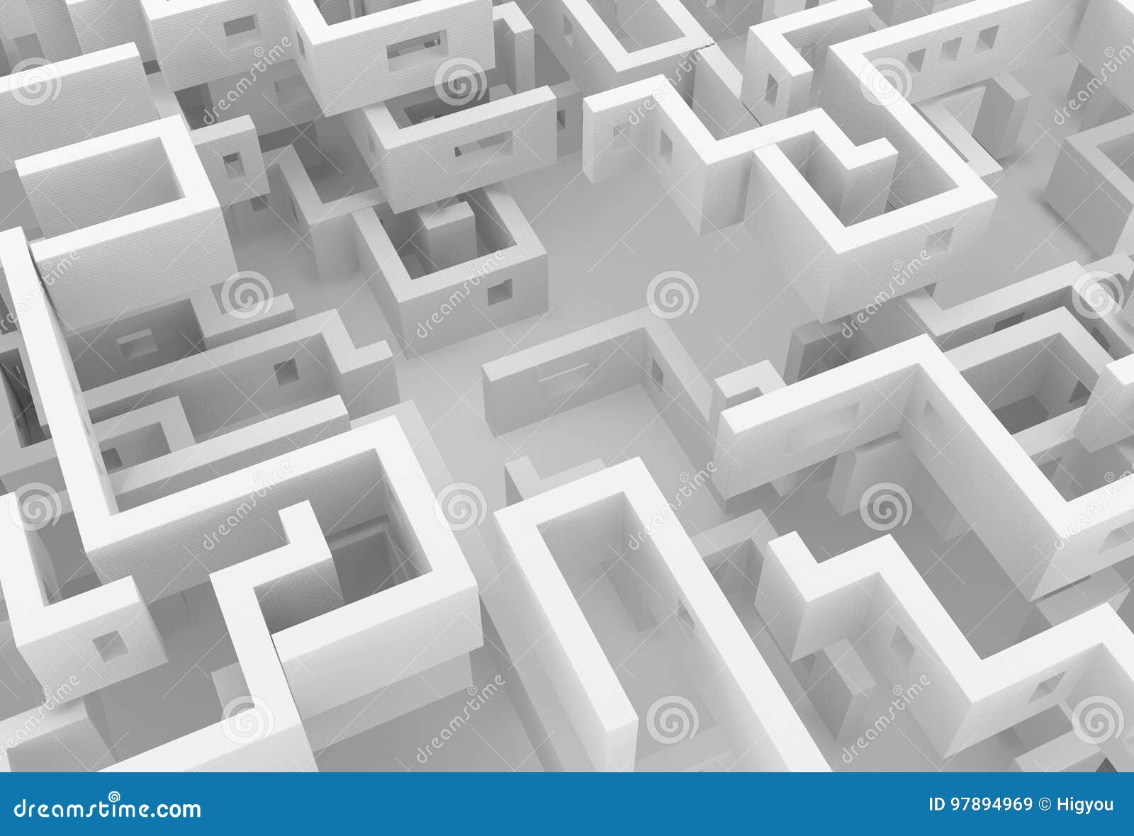 White Walls Empty Maze stock illustration. Illustration of white - 97894969