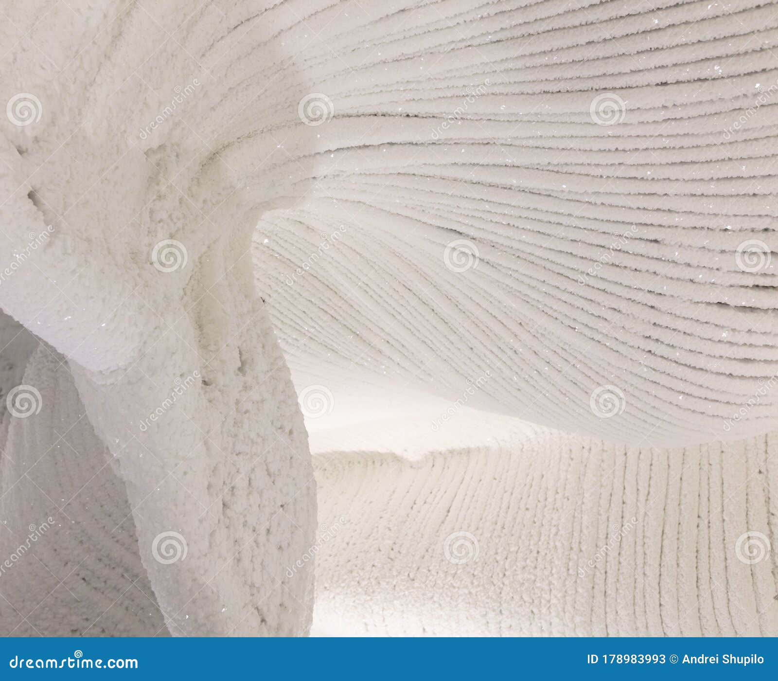 White Walls of Ice and Snow in a Cave Stock Image - Image of abstract ...