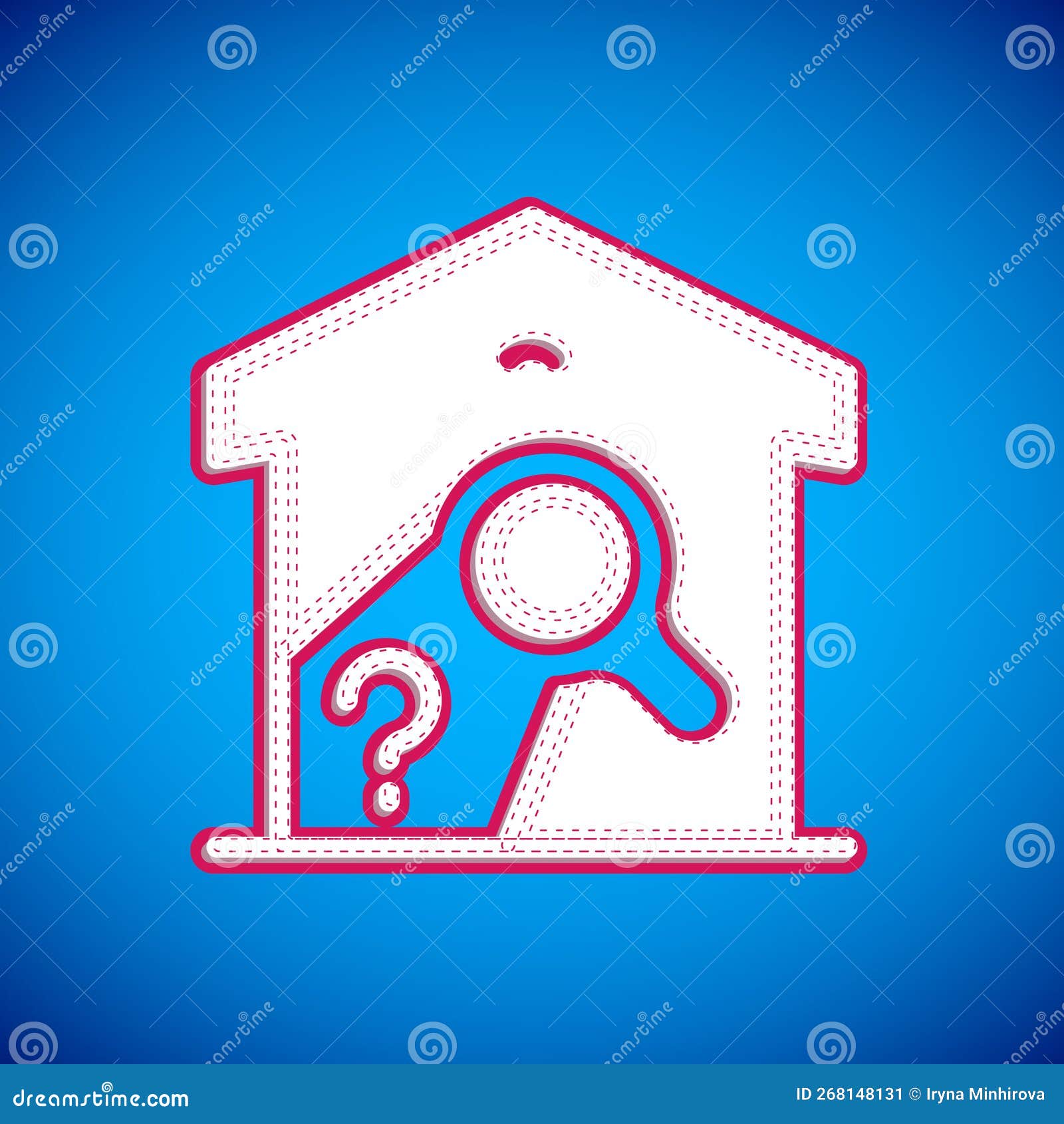 White Warehouse Check Icon Isolated on Blue Background. Vector Stock ...