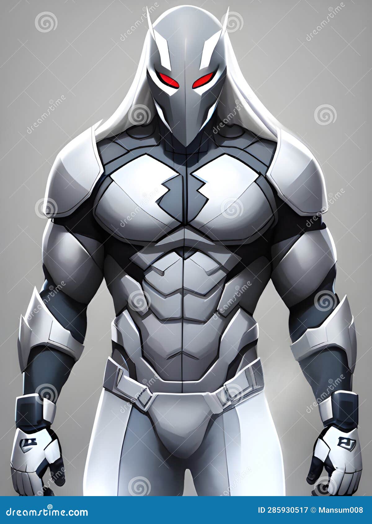White Warrior in Gray Armor and Mask, Ai Generated Stock Illustration ...