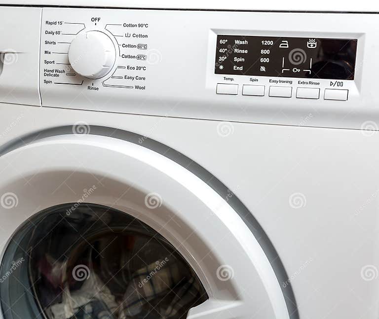 White Washing Machine Closeup Stock Photo - Image of laundry, swirl ...