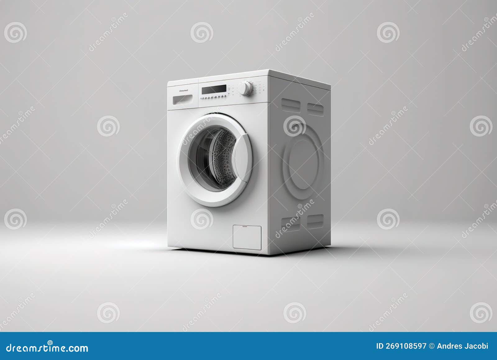 White Washing Machine Over White Background. Monochrome 3D Render Stock ...