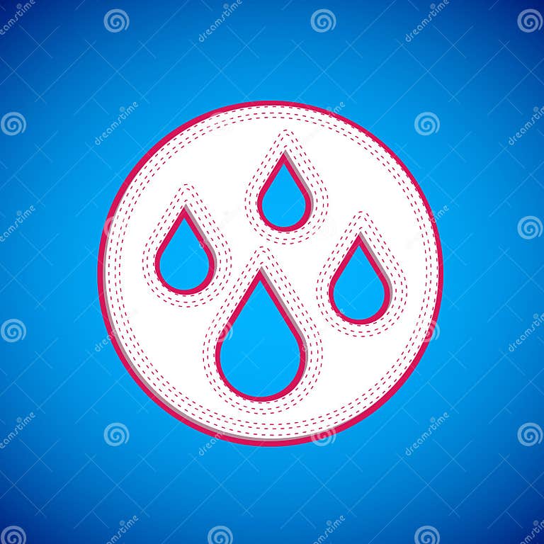 White Water Drop Icon Isolated on Blue Background. Vector Stock Vector ...