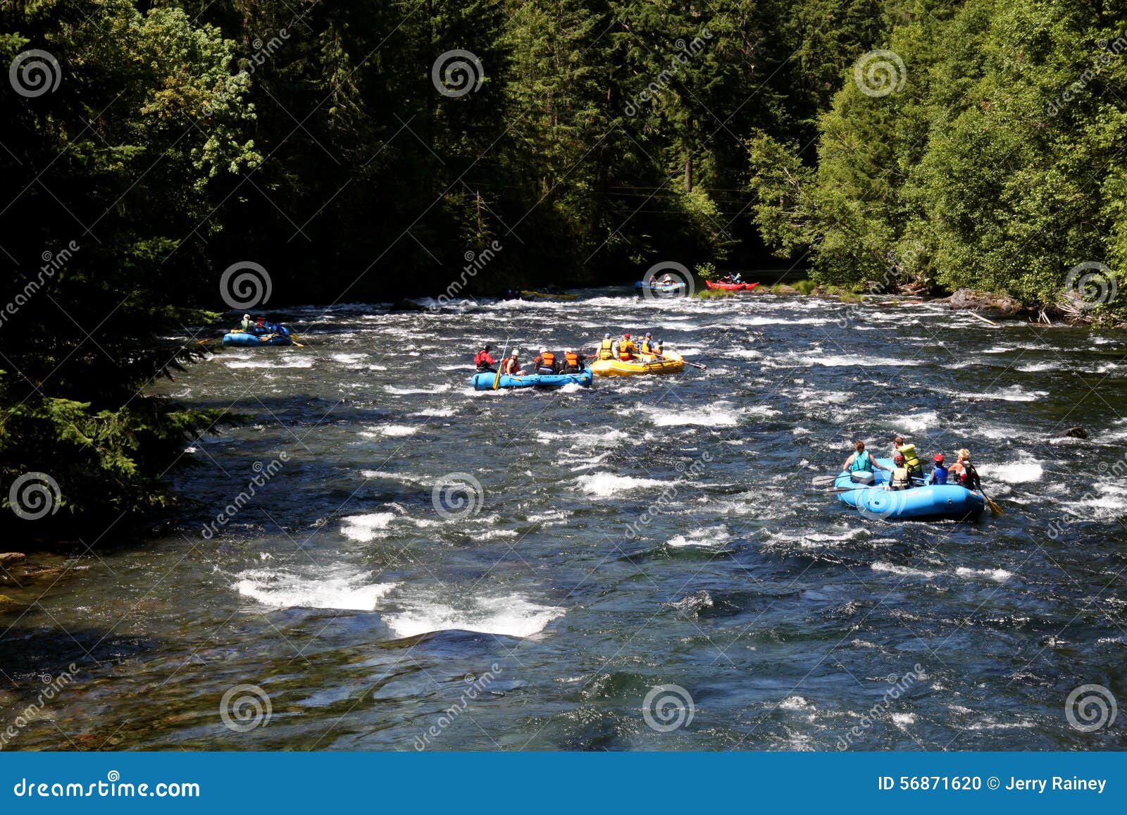 Rafting, A Group Of Young People With A Guide Rafting Along A Mountain ...