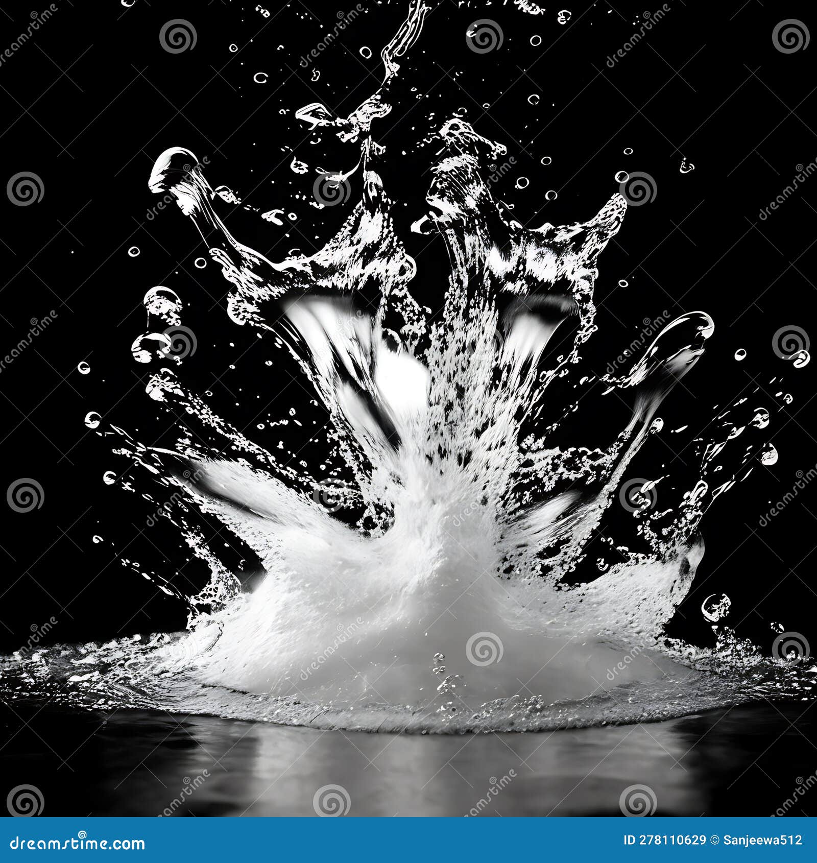 White Water Splash Isolated on Black Stock Illustration - Illustration ...