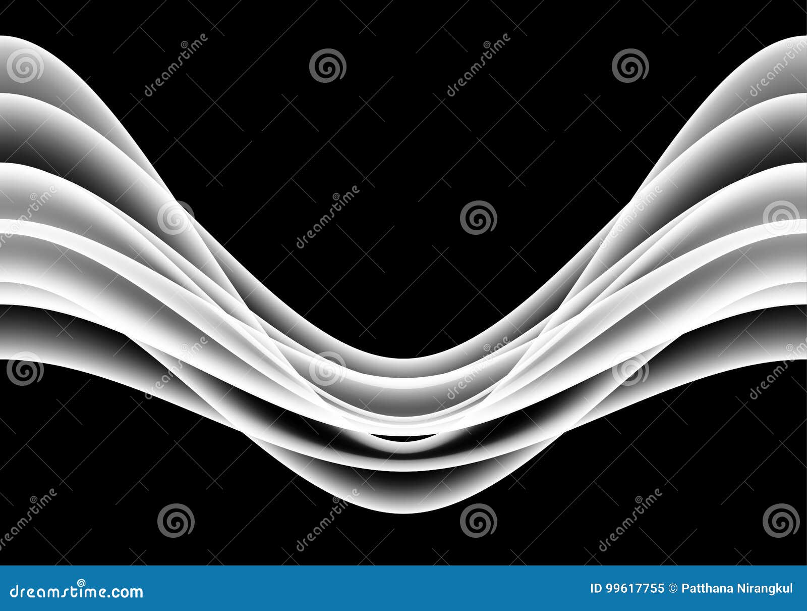White Wave Curve Wing Shape on Black Background Vector Illustration ...