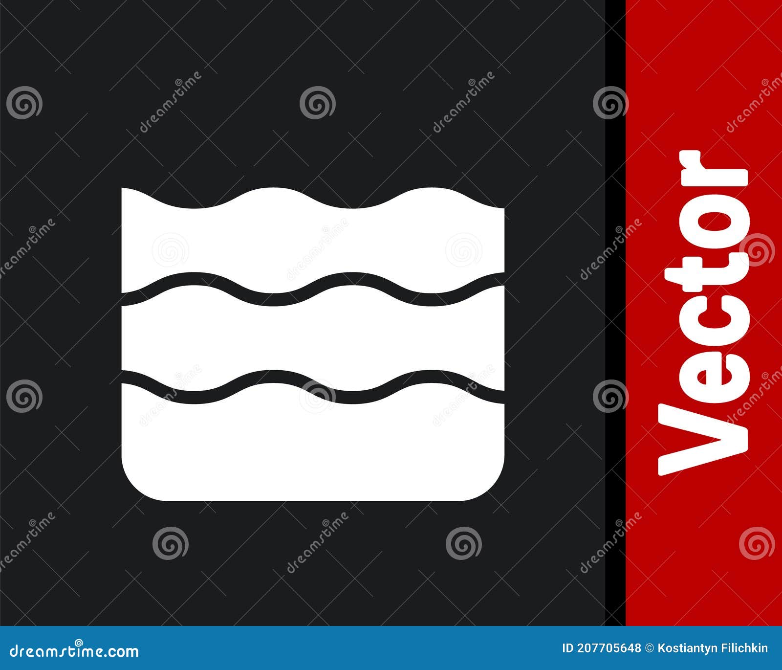 White Wave Icon Isolated on Black Background. Vector Stock Illustration ...
