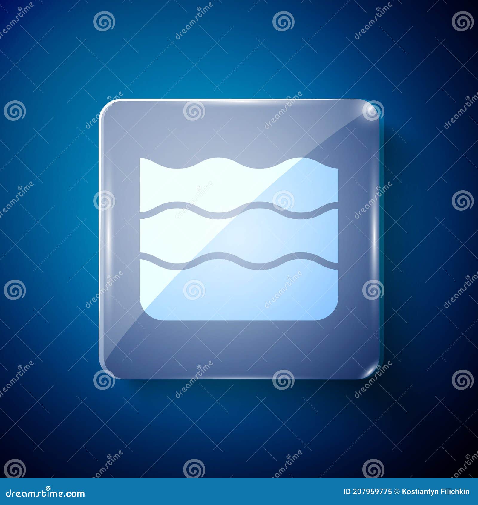 White Wave Icon Isolated on Blue Background. Square Glass Panels Stock ...