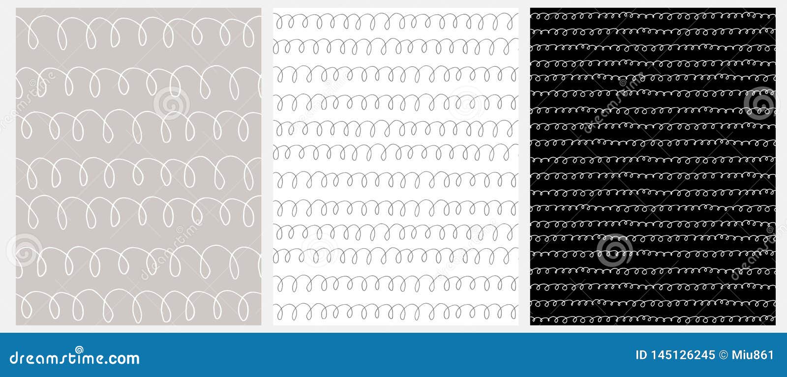 White Waves on a Gray and Black Backgrounds. Gray Loops on a White ...