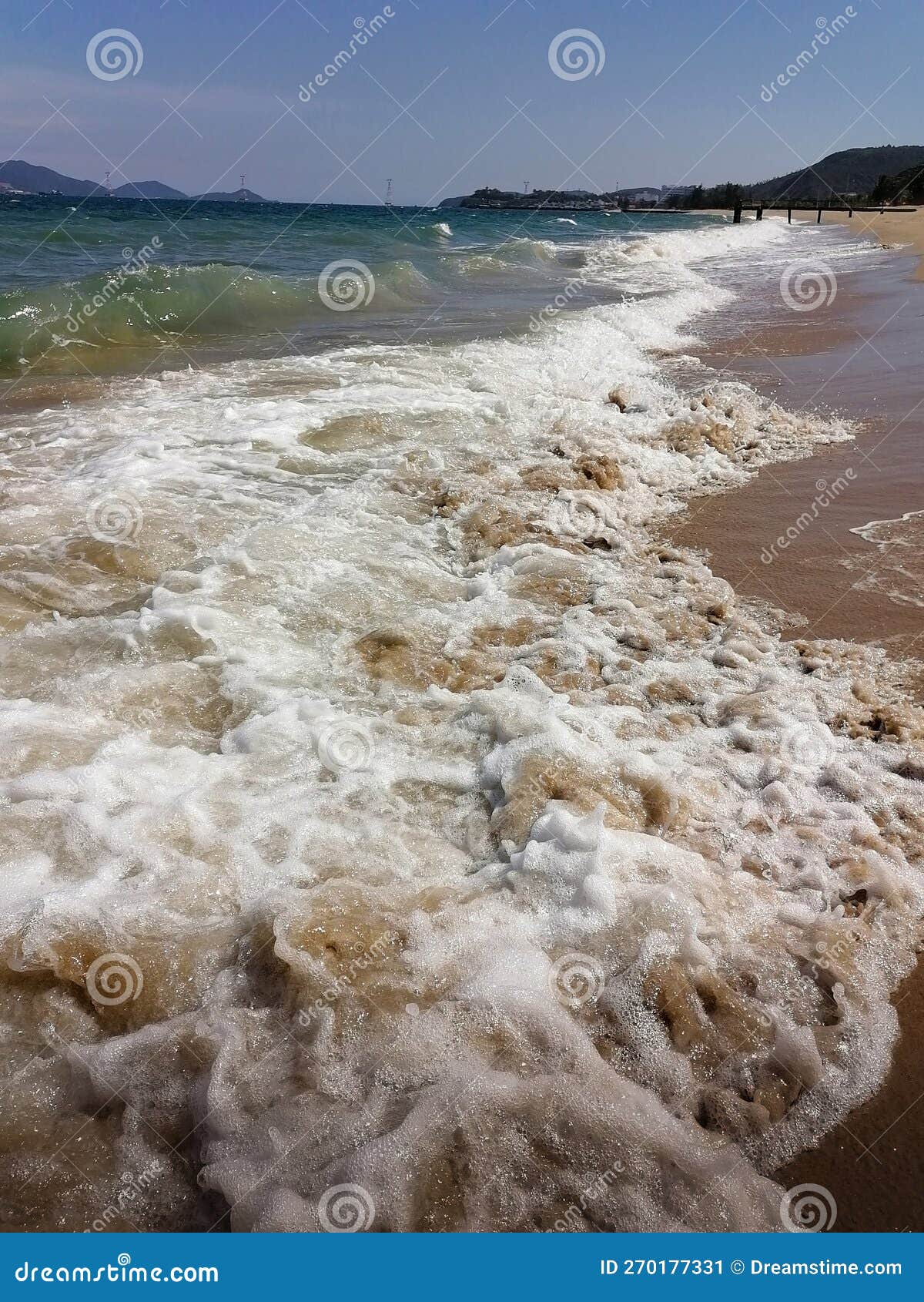 White Waves Roll on the Sandy Beach of the Sea Stock Image - Image of beach, waves: 270177331