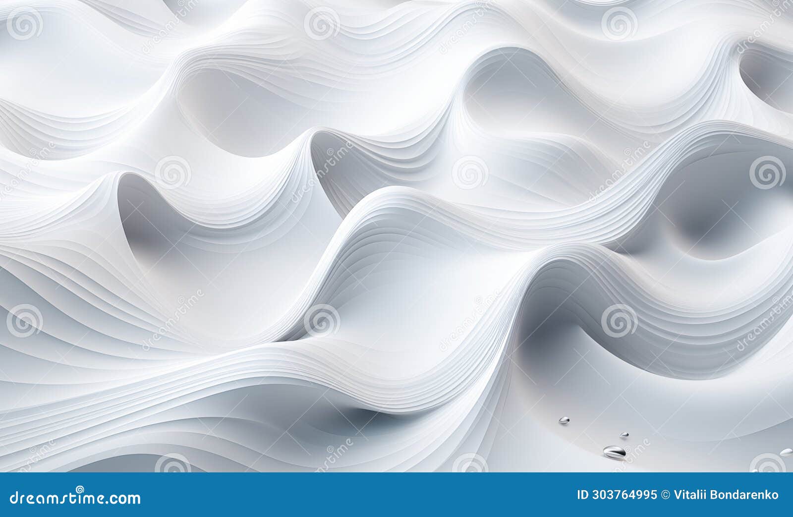 White Wavy Background. 3d Render, 3d Illustration. Stock Illustration ...