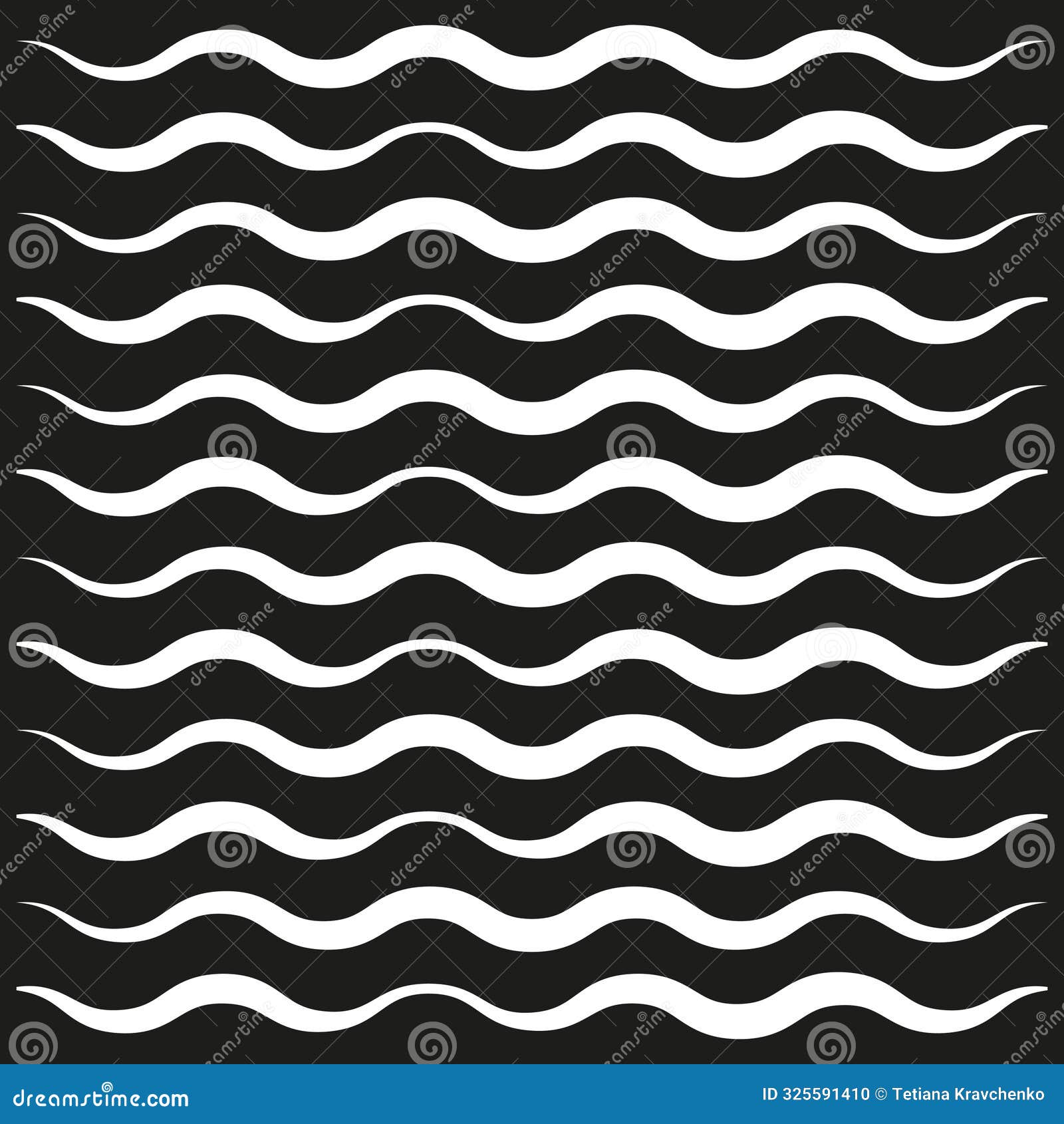 White Wavy Lines. Seamless Wave Pattern. Black Background. Vector ...