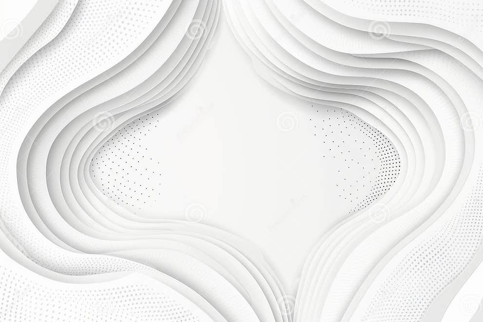 White Wavy Paper Cut Layered Abstract Background with Circular Dots ...
