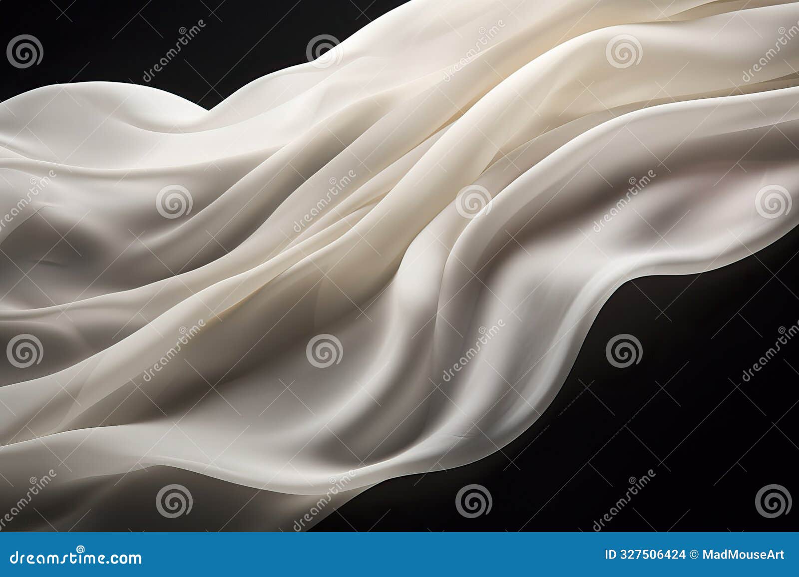 White Wavy Silk or Satin Isolated on Black Background Stock ...