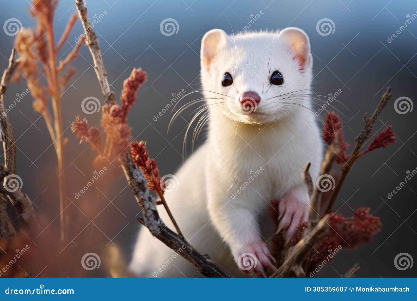 White weasel in nature stock illustration. Illustration of white ...