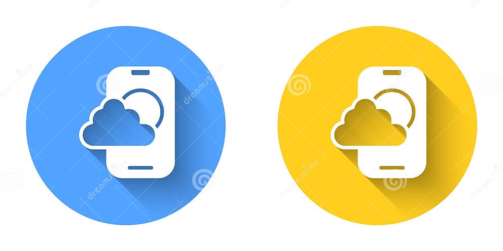 White Weather Forecast App Icon Isolated with Long Shadow Background ...