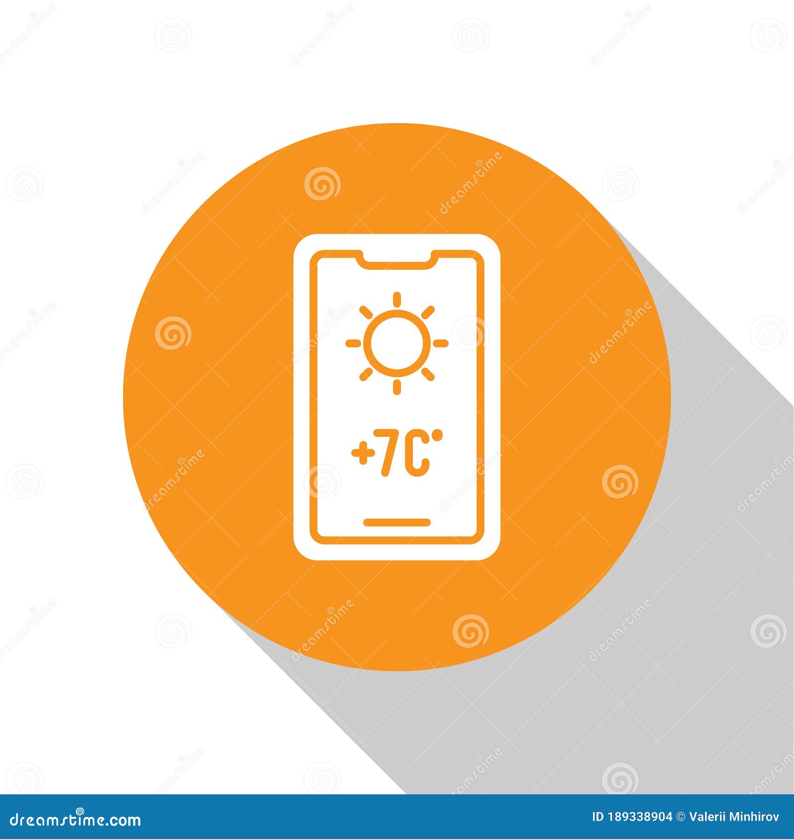 White Weather Forecast Icon Isolated on White Background. Orange Circle ...