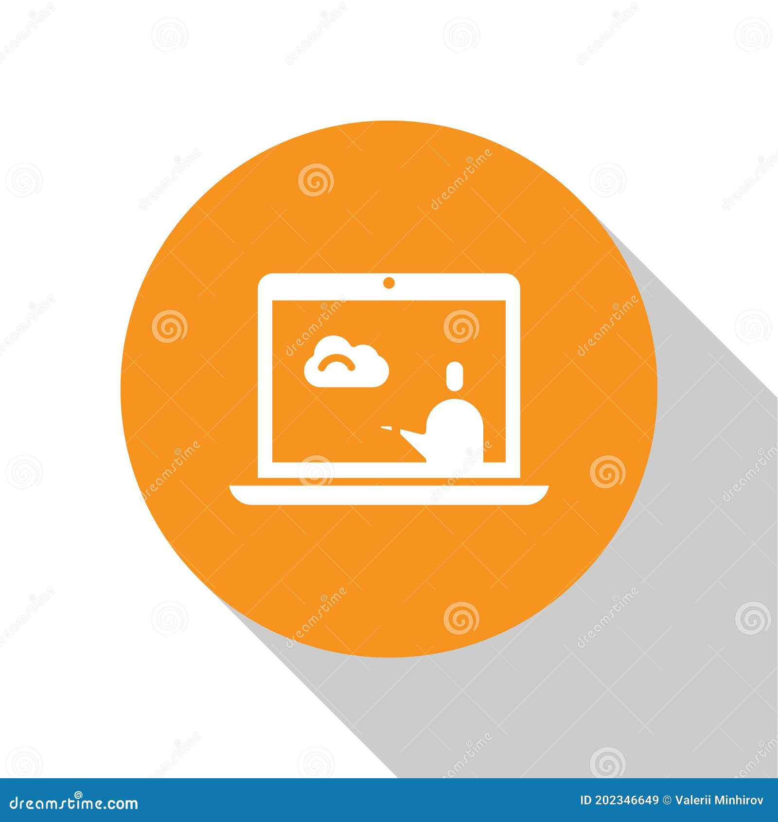 White Weather Forecast Icon Isolated on White Background. Orange Circle ...