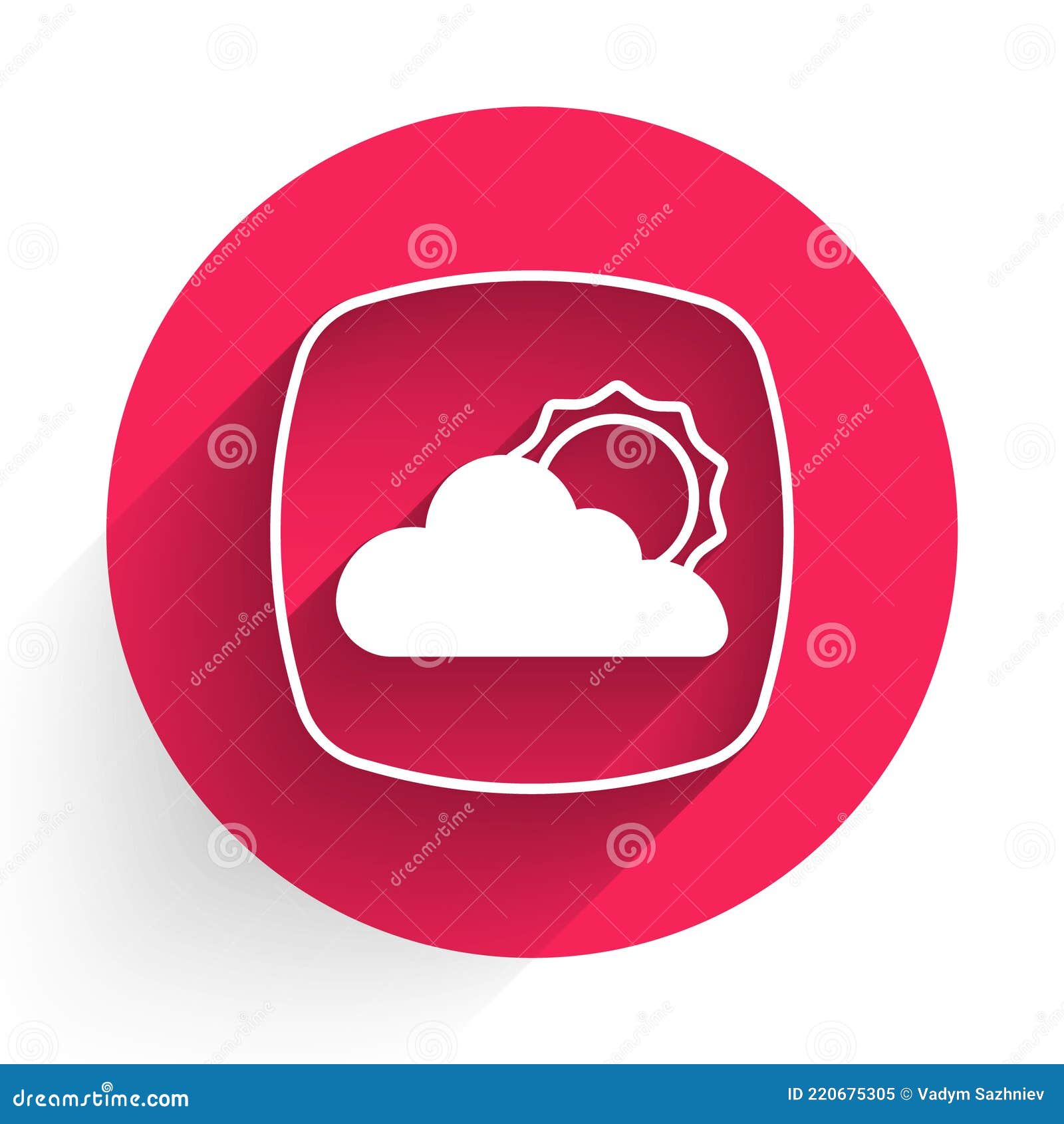 White Weather Forecast Icon Isolated with Long Shadow. Red Circle ...