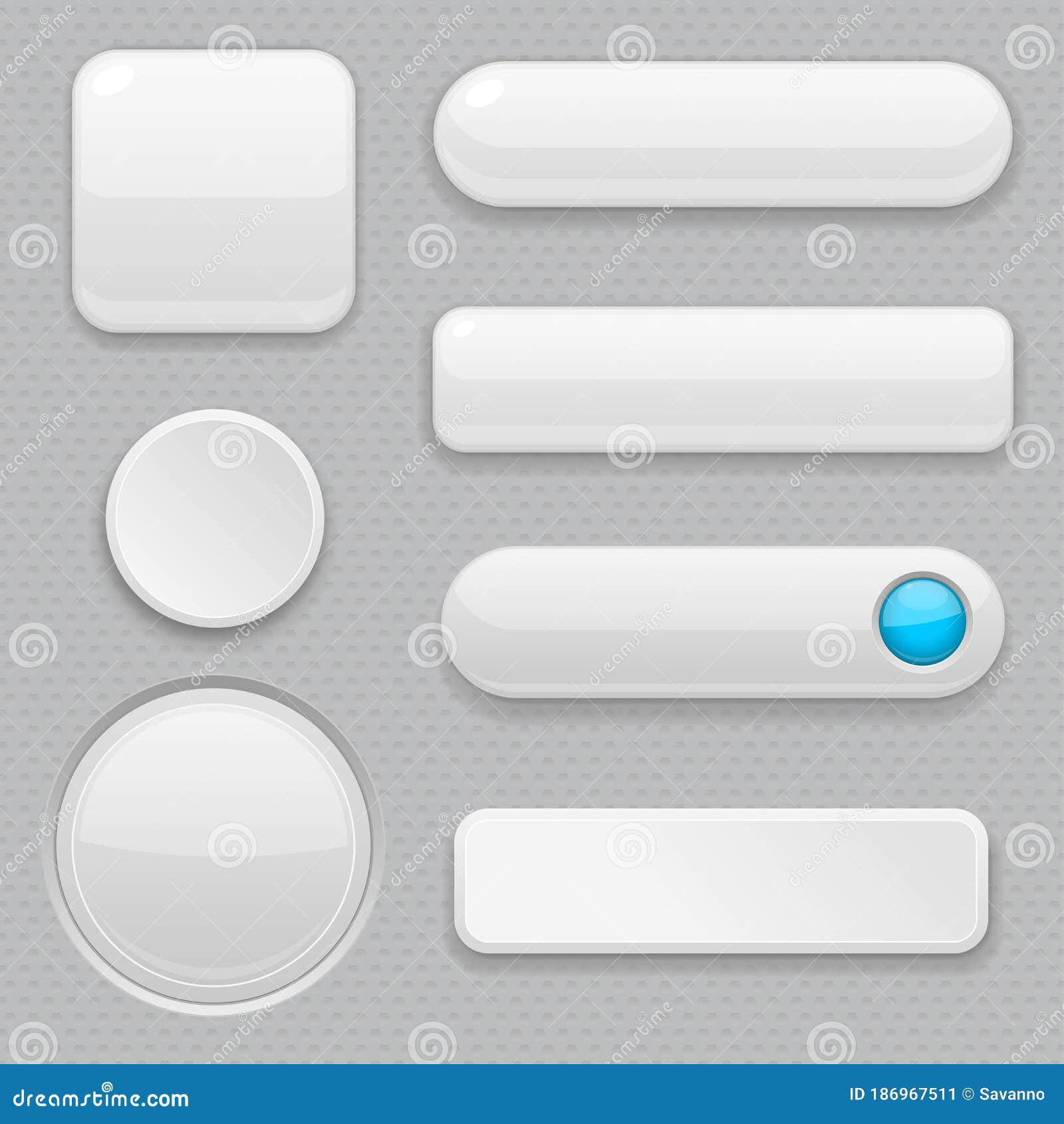 White Web Buttons with Blue Design Elements Stock Vector - Illustration ...