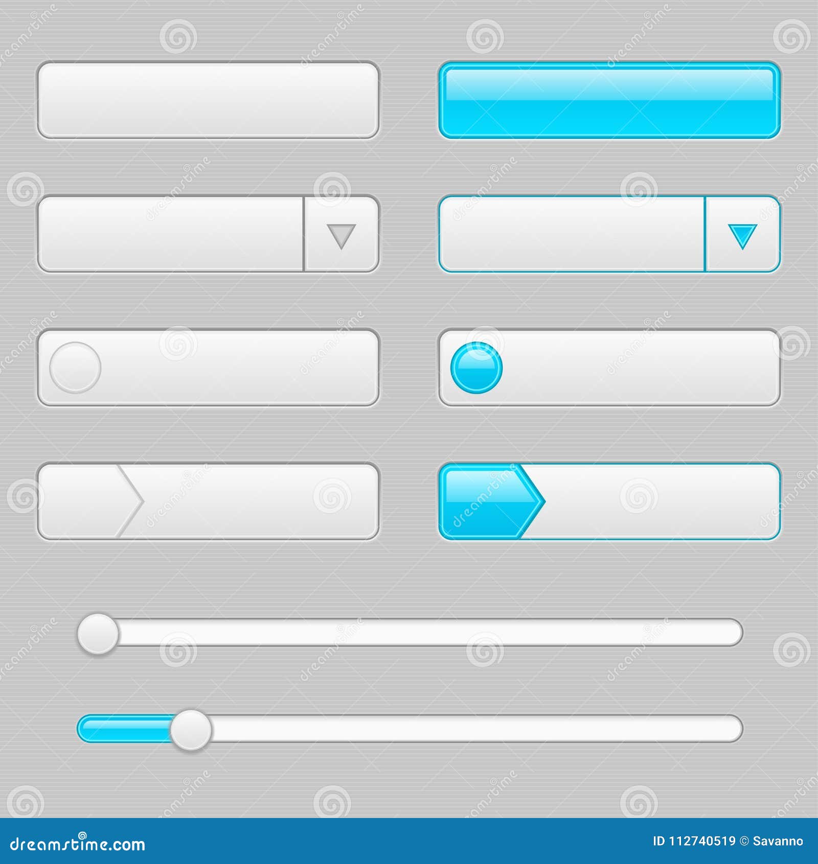 White Web Interface Buttons with Blue Tags Stock Vector - Illustration ...