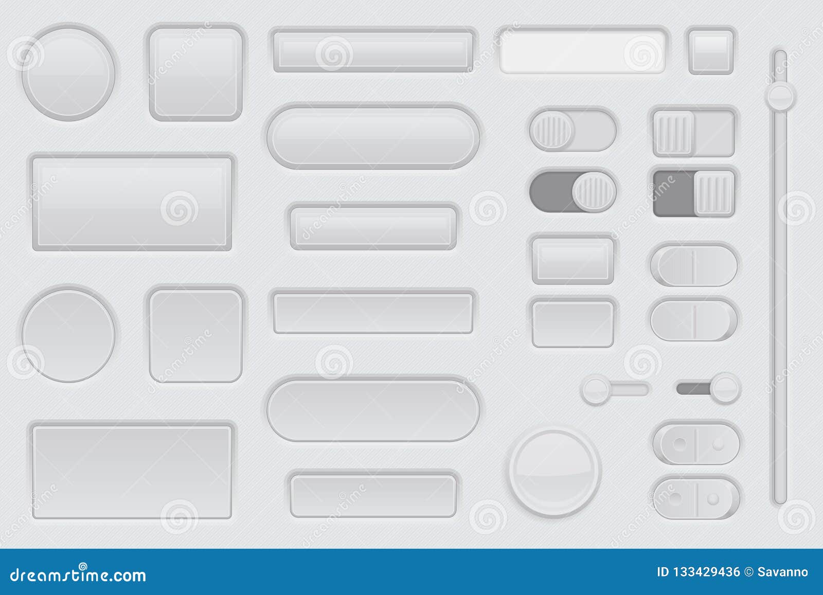 White Web Interface Buttons Set. 3d Icons Stock Vector - Illustration ...