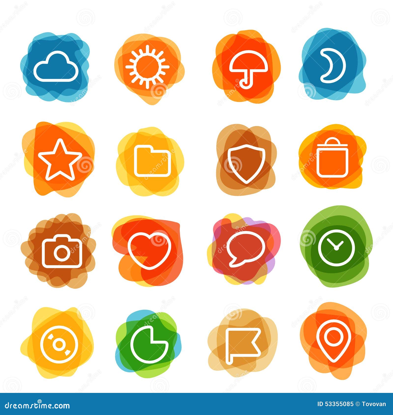 White Web Interface Icons Clip-art on Color Blots Stock Vector ...