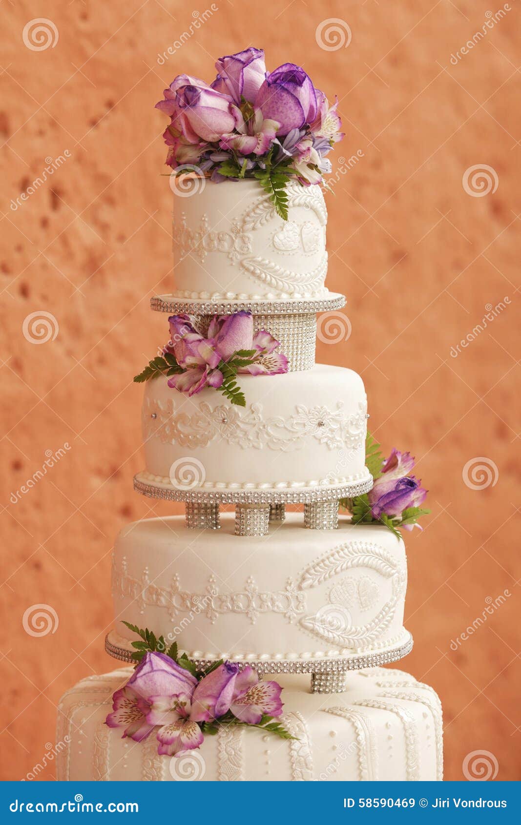 White Wedding Cake Decorated with Flowers Stock Image - Image of ...