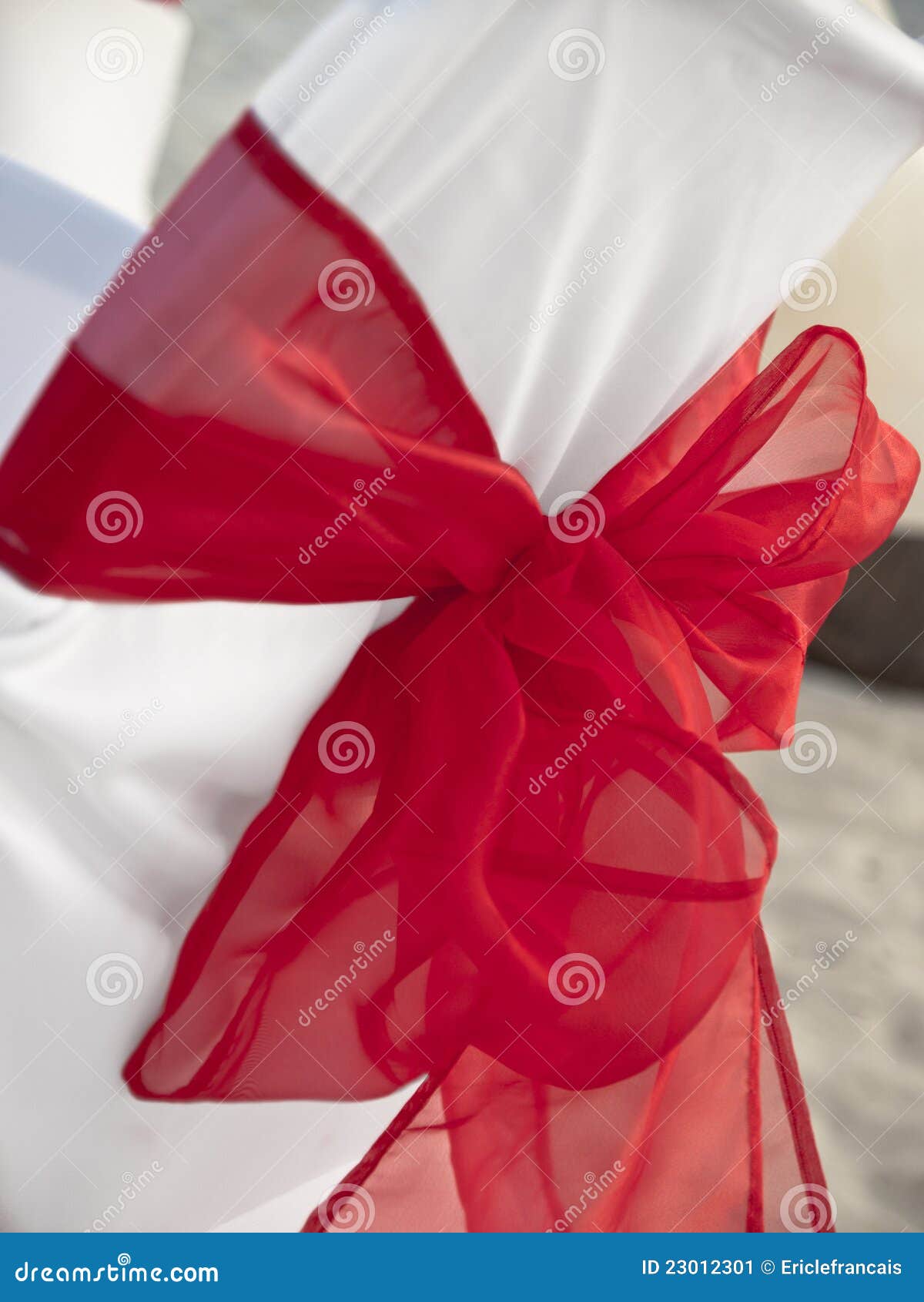 White Wedding Chair with Big Bow Tie Stock Image - Image of closeup ...