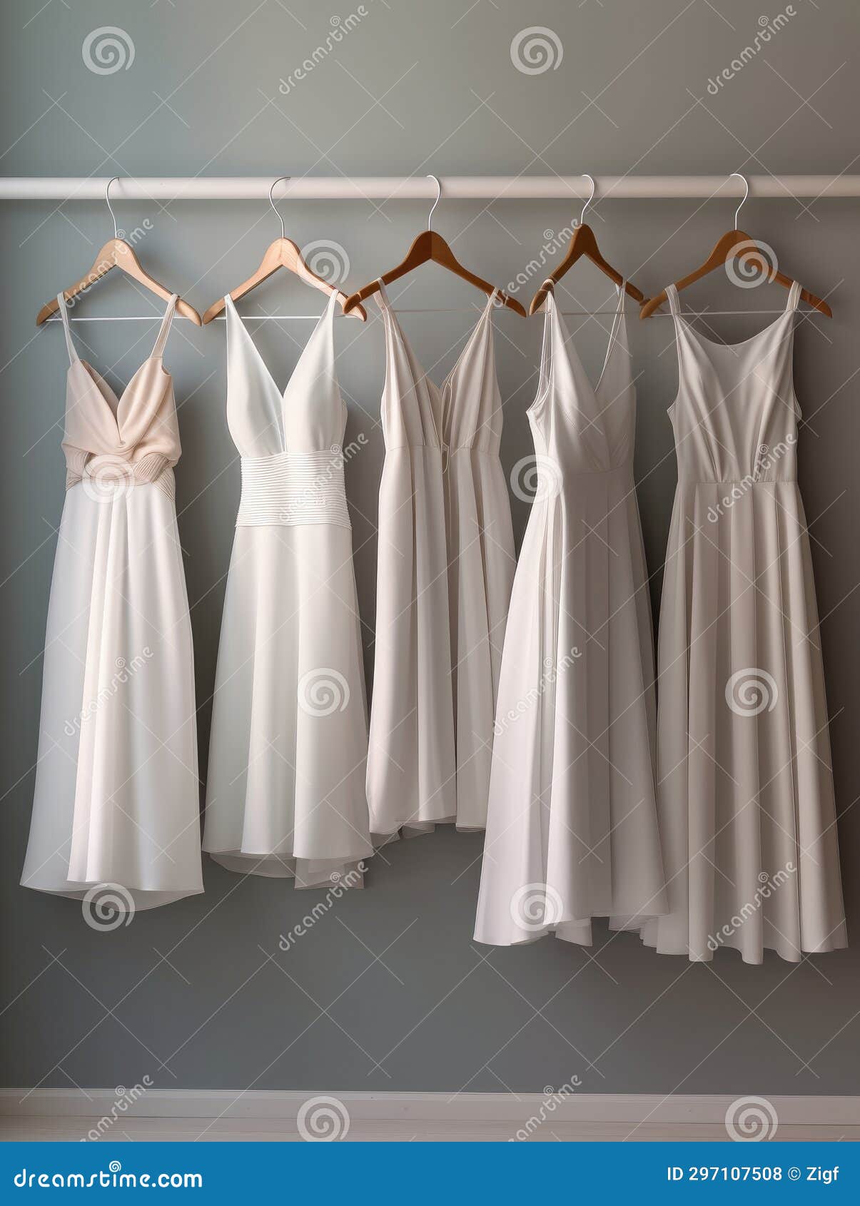 White Wedding Dresses Hanging on a Hanger Stock Illustration ...