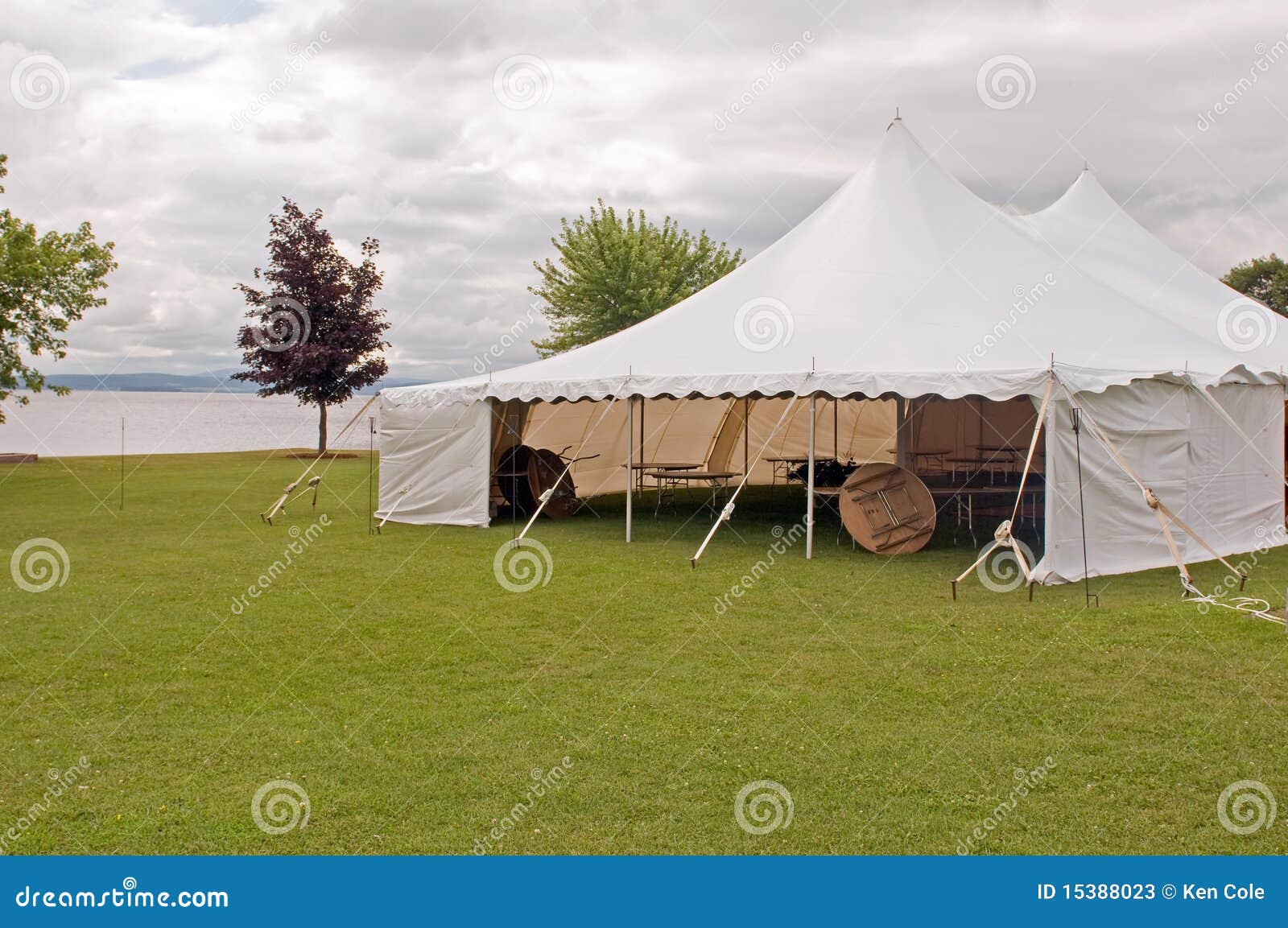 White wedding party tent stock image. Image of lake, event - 15388023
