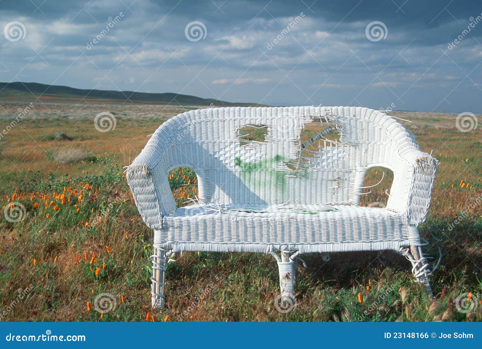 White wicker sofa in field stock photo. Image of white - 23148166