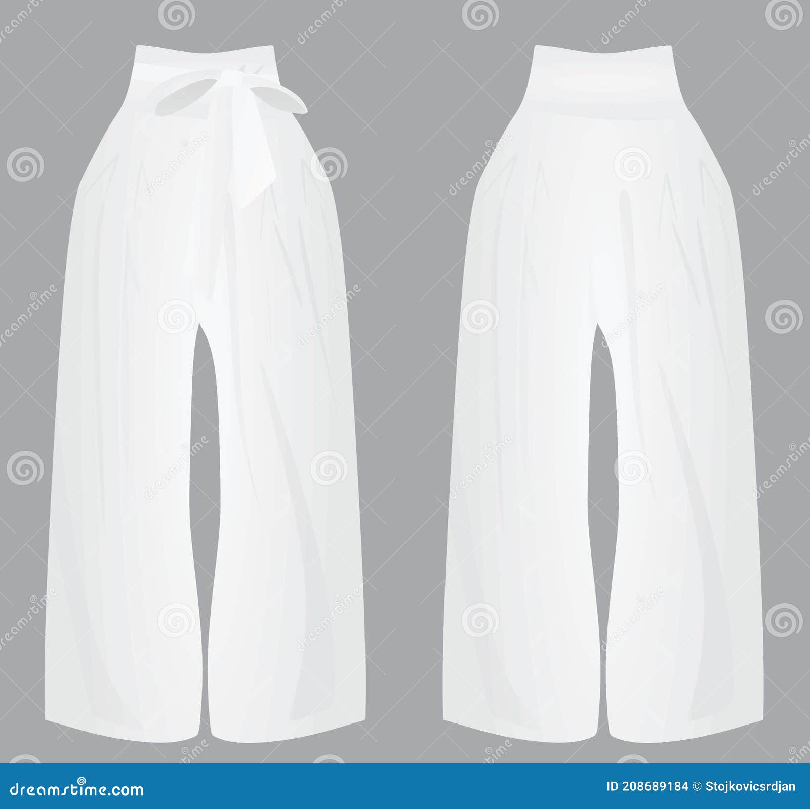 White wide pants stock vector. Illustration of textile - 208689184