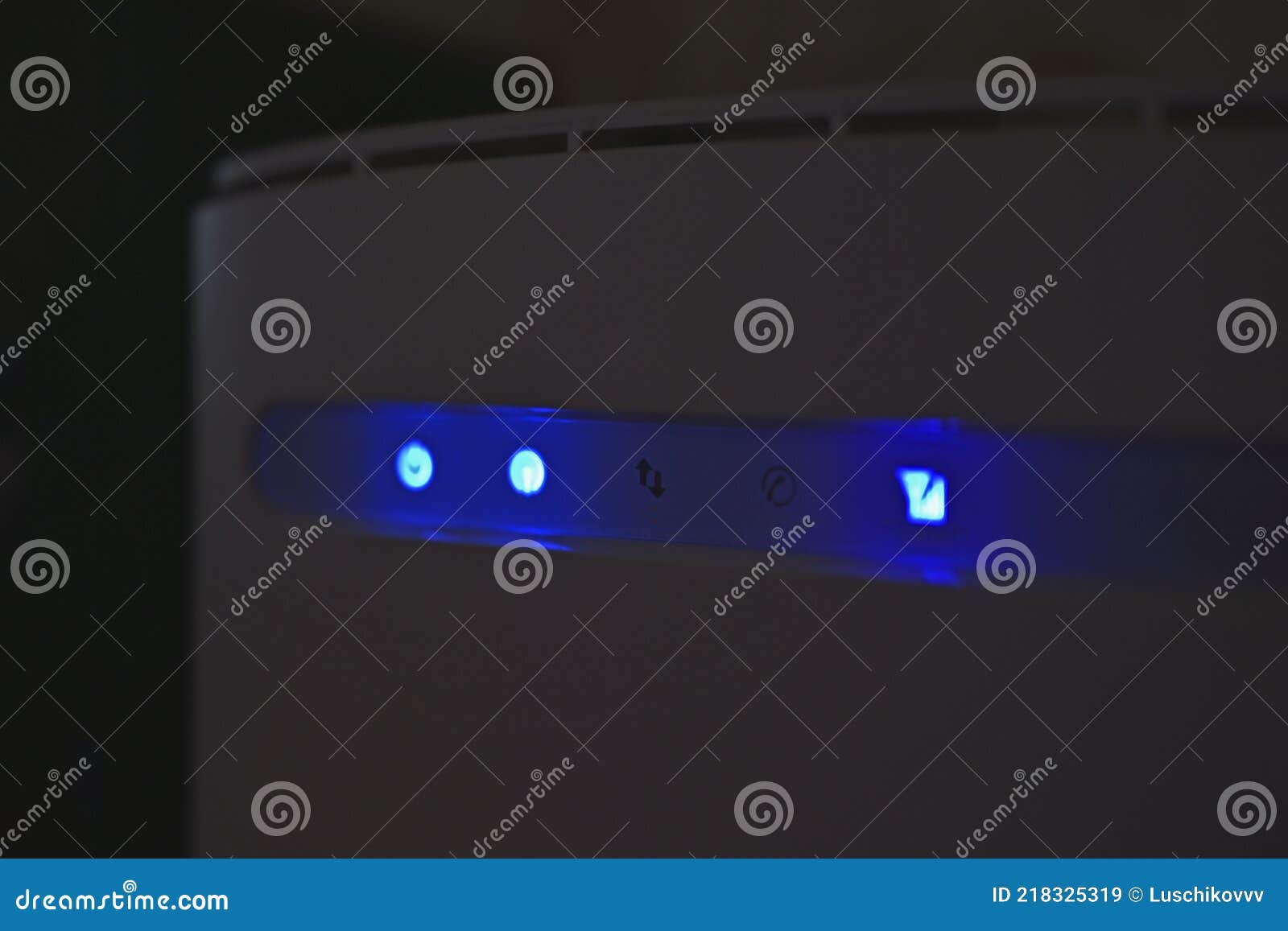 White Wifi Modem with LEDs at the Computer Stock Image - Image of ...