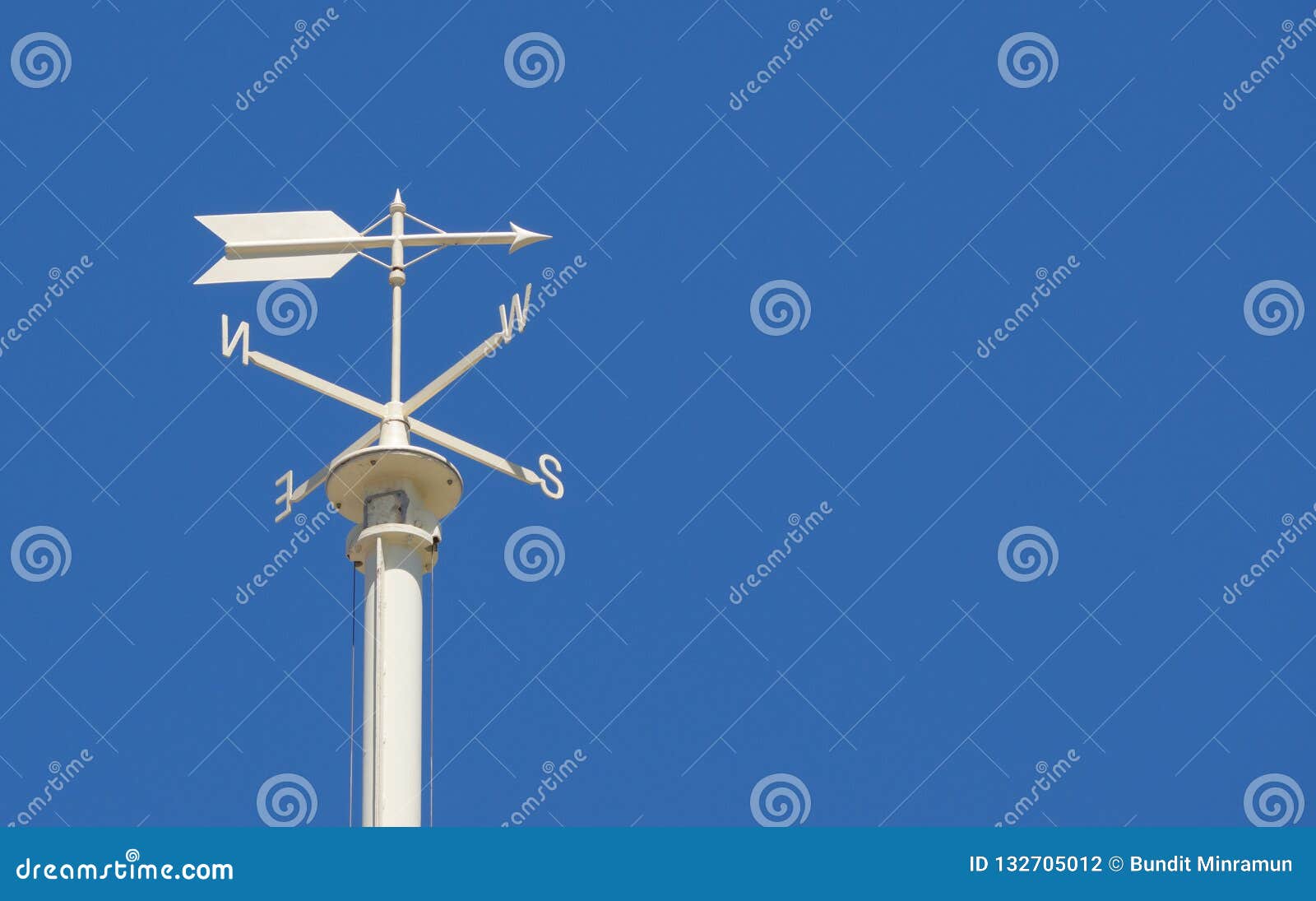 A White Wind Compass Direction Isolated on Blue Sky Background. Stock ...
