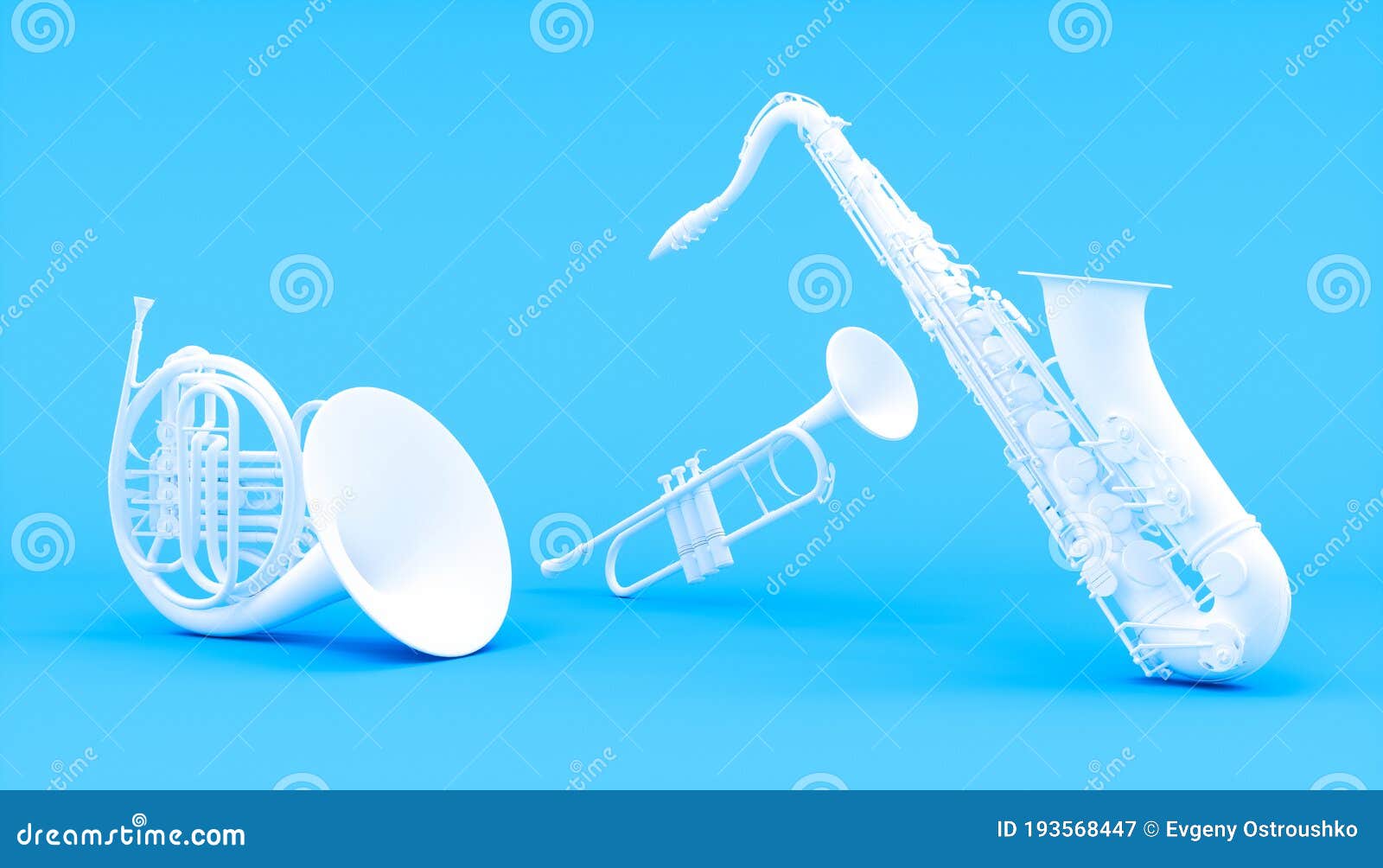 White Wind Instruments on a Blue Background Stock Illustration ...