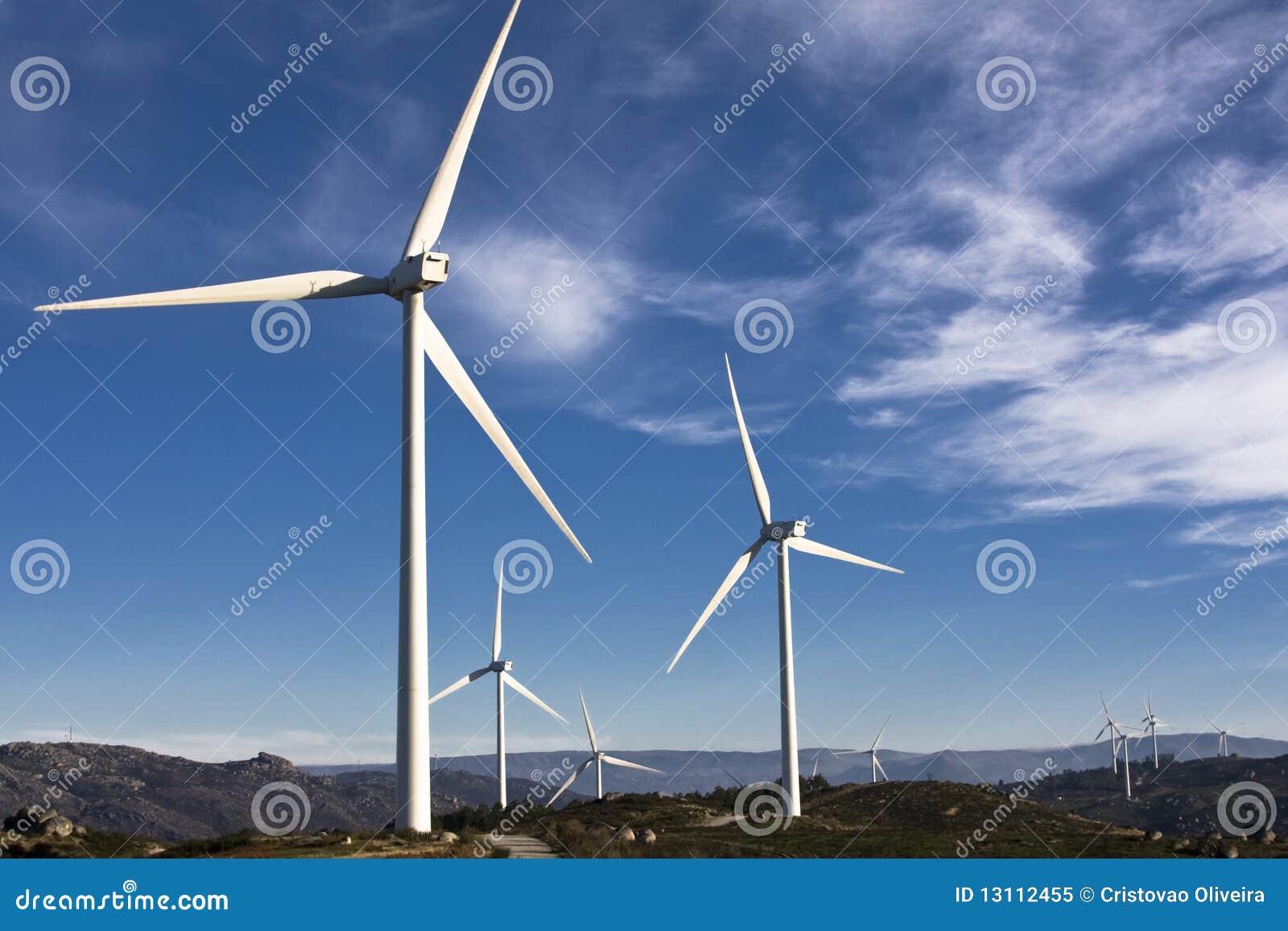 White wind turbines stock image. Image of electricity - 13112455