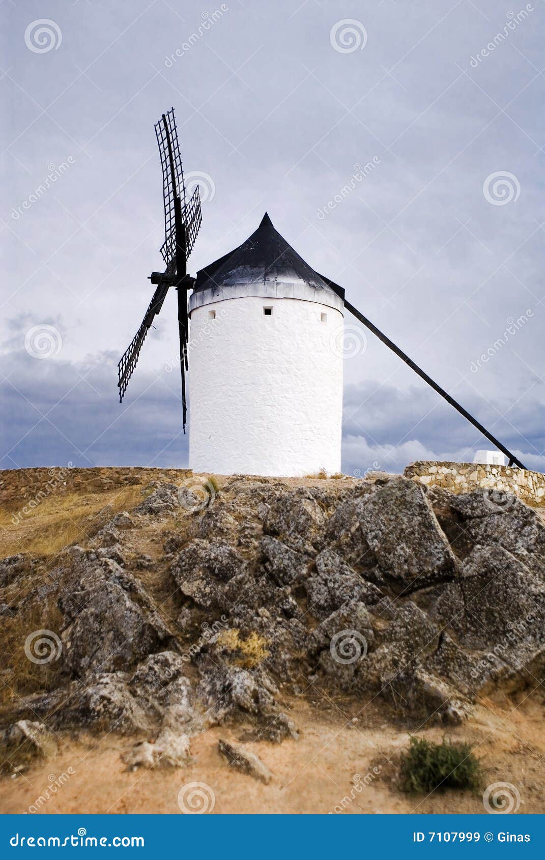 White windmill stock image. Image of hill, grass, white - 7107999