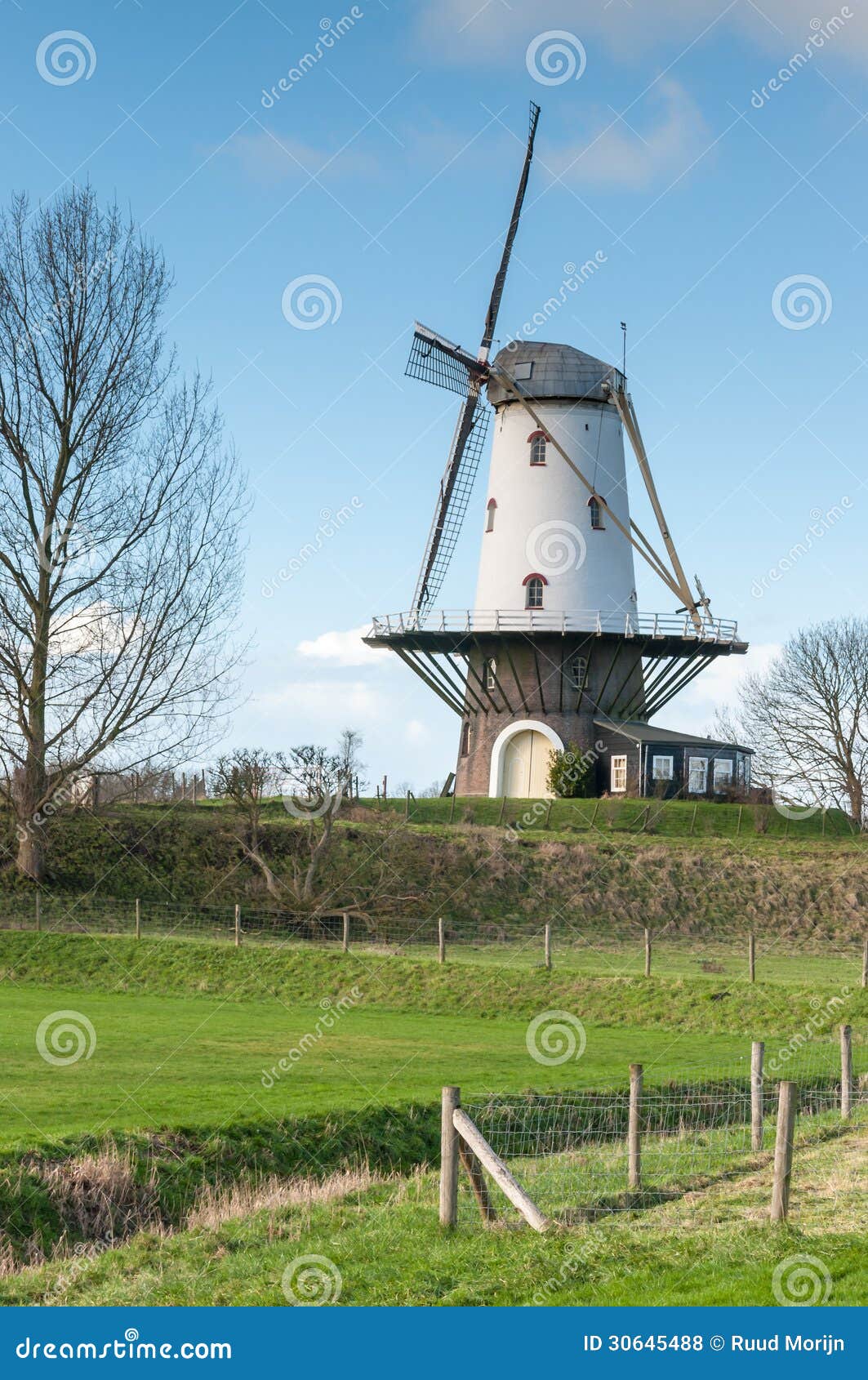 White Windmill on Top of the Stock Photo - Image of agriculture, mill ...