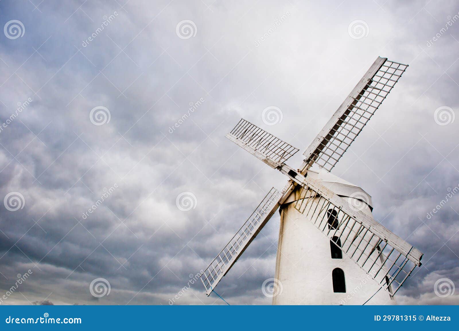 Rustic White Windmill in Ireland Stock Image - Image of colorful ...