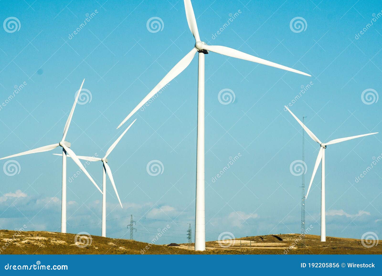 White Windmills during the Daytime with Blue Sky Stock Photo - Image of ...