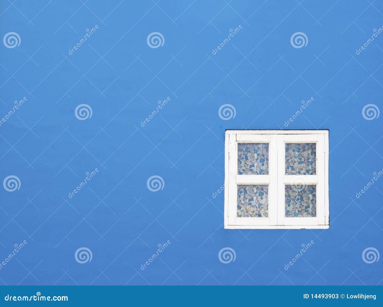 White Window, Blue Wall Background Stock Image - Image of rustic, paint ...