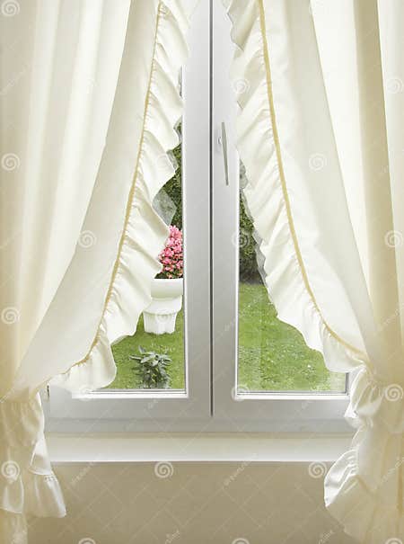 White window with curtains stock image. Image of curtains - 6201701