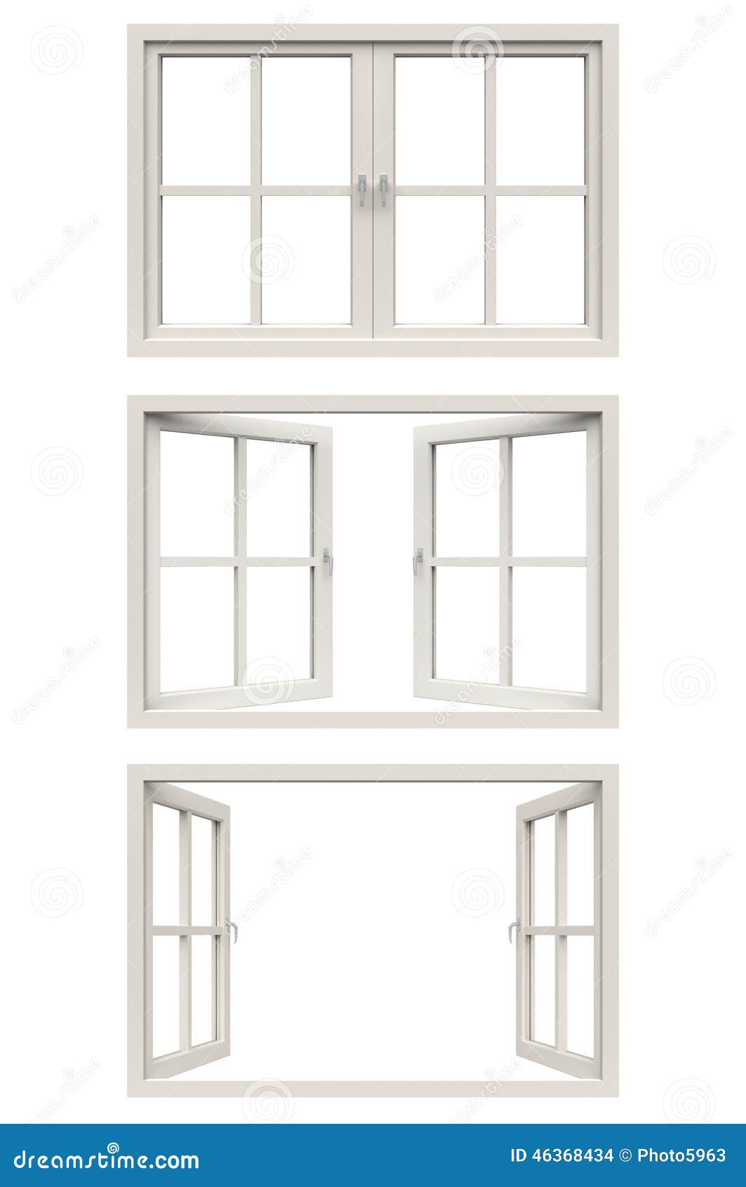 White Window Frame Isolated On White Background. 3d Illustration ...