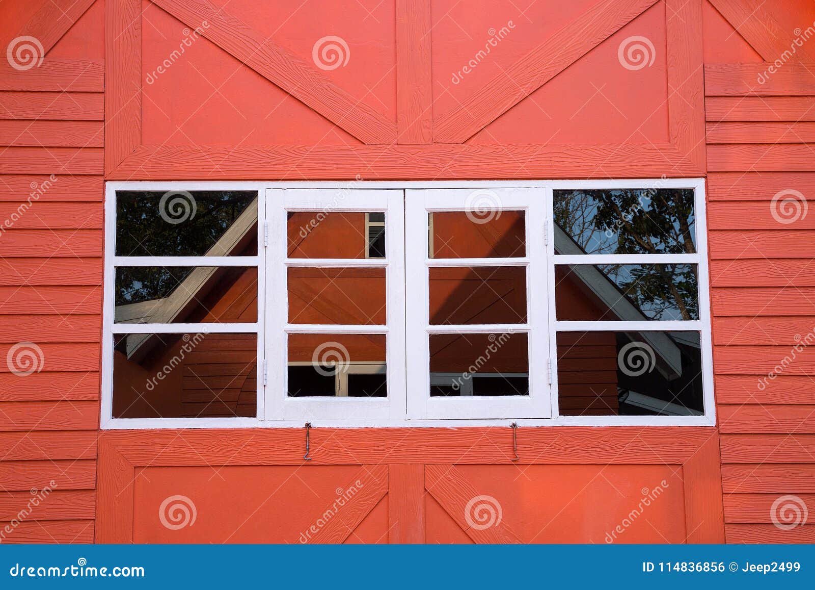White Window Frame on Orange Red. Stock Photo - Image of architecture ...